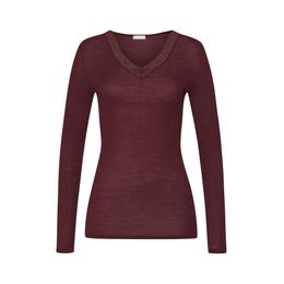 Hanro Shirt 'Woolen Lace' Damen Gr&ouml;&szlig;e M rostbraun