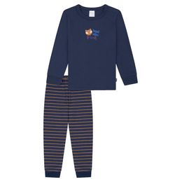 Schiesser Pyjama 'Boys World' Jungen Gr&ouml;&szlig;e 128 navy / curry
