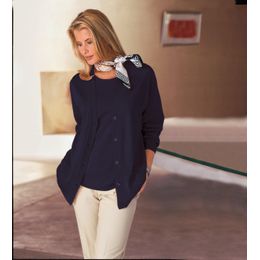 CR&Eacute;ATION L Damen Twin-Set mit gerippten Abschl&uuml;ssen marine Gr&ouml;&szlig;e 38