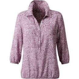 CR&Eacute;ATION L Damen Schlupf-Bluse mit schimmernden Kn&ouml;pfen violett-wei&szlig;-bedruckt Gr&ouml;&szlig;e 44