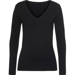 Vivance Damen V-Ausschnitt-Pullover schwarz Gr&ouml;&szlig;e 36/38