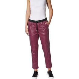 Heine Damen Lederhose in Jogpant-Form bordeaux Gr&ouml;&szlig;e 48