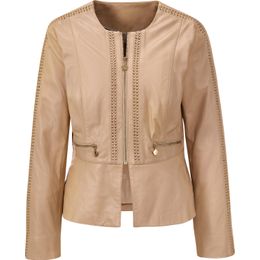 CREATION L PREMIUM Damen Lederblazer mit Sch&ouml;&szlig;chen camel Gr&ouml;&szlig;e 36