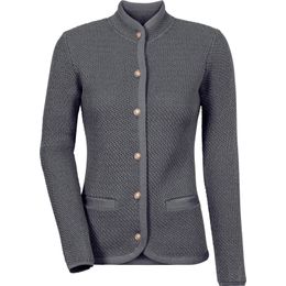 CR&Eacute;ATION L Damen Strickjacke mit Perlfang-Muster grau-meliert Gr&ouml;&szlig;e 52