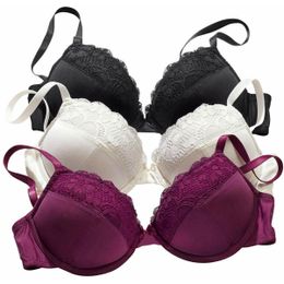 Damen Push-up-BH schwarz+creme+beere Gr&ouml;&szlig;e 75AA