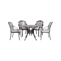 Beliani 5-tlg Gartentisch Set ANCONA in Schwarz/Beige | Gr.: onesize