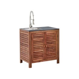Beliani Gartenschrank BRUCOLI in Braun/Grau/Silber - (W) 80 x (H) 83 x (L) 50 cm | Gr.: onesize