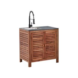 Beliani Gartenschrank BRUCOLI in Braun/Grau/Schwarz - (W) 80 x (H) 83 x (L) 50 cm | Gr.: onesize