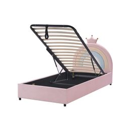 Beliani Einzelbett GRISETOT in Rosa/Schwarz - (W) 96 x (H) 106 x (L) 210 cm | Gr.: onesize