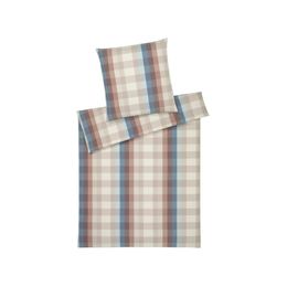 Elegante Bettw&auml;sche Glasgow in terra blau | Gr.: 80 x 80 cm