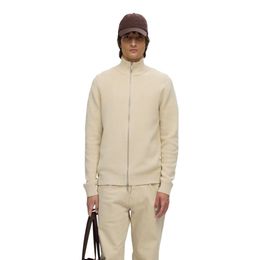 Selected Homme Strickjacke SLHDANE LS KNIT STRUCTURE FULL ZIP in Beige | Gr.: L