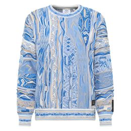 Carlo Colucci Pullover 'Di Palo' Herren Gr&ouml;&szlig;e 4XL creme / dunkelbeige / blau / hellblau