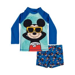 Disney Mickey Mouse Schwimmset UV-Schutz 50 Badeanzug langarm Shirt in blau | Gr.: 122/128