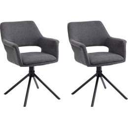 Esszimmerstuhl ByLiving "Elenore", grau (grau, schwarz), B:60cm H:84cm T:61cm, Polyester, Stühle, 360 Grad drehbar