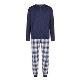Phil & Co. Berlin Pyjama lang 'Cozy Classic' Herren Gr&ouml;&szlig;e XL dunkelblau / wei&szlig;