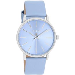 Quarzuhr Oozoo, blau (hellblau), Armbanduhren, Damen, Armbanduhr, Damenuhr, Lederarmband