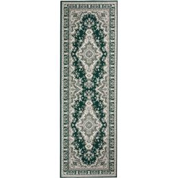 Läufer my home "Oriental, Made in Belgium", grün (dunkelgrün), B:80cm H:7mm L:250cm, Kunstfaser, Teppiche, Läufer, Brücke, Kurzflor, Orient-Optik, mit Bordüre, gewebt