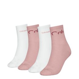Socken Calvin Klein Jeans "CKJ WOMEN SHORT SOCK 4P CUT LOGO ECOM", Damen, Gr. - (37/41), weiß (pink, weiß), Obermaterial: 66% Baumwolle, 31% Polyamid, 3% Elasthan, Socken