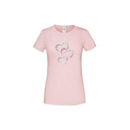 PAULGOS Damen T-Shirt, Herzen Silber & Rosa in Rosa | Gr.: M