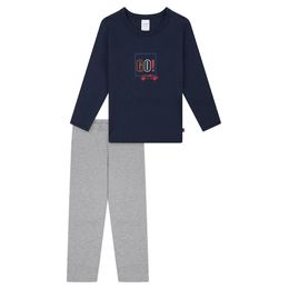 Schiesser Pyjama ' Nightwear' Jungen Gr&ouml;&szlig;e 128 dunkelblau / hellgrau / rot