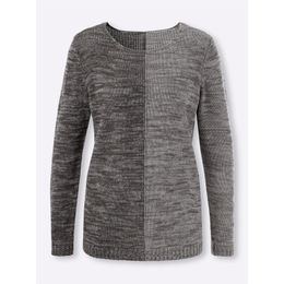 Strickpullover Classic Basics "Pullover", Damen, Gr. 50, grau (graphit, hellgrau, meliert), 100% Polyacryl, gemustert, mehrfarbig, meliert, Pullover Strickpullover