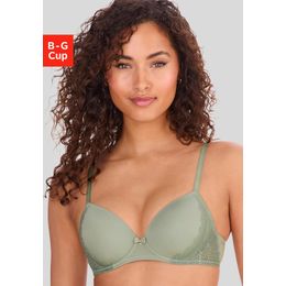Schalen-BH Lascana "Tiziana", Damen, Gr. 80, Cup C, grün (salbei), Microtouch, Spitze, Obermaterial: 71% Polyamid, 16% Polyester, 13% Elasthan, Feminin, BHs, mit dekorativer Spitze, Dessous