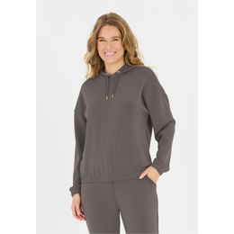 ENDURANCE ATHLECIA Kapuzensweatshirt ATHLECIA "NAMIER W", Damen, Gr. 44, dunkelbraun, 51% Polyester, 44% Modal, 5% Elasthan, unifarben, kurz, ohne Ausschnitt, Sweatshirts, mit hohem Modal-Anteil
