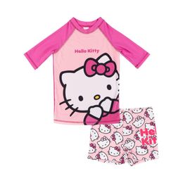 Hello Kitty Schwimmset UV-Schutz 30 Badeanzug Shirt Hose Zweiteiler in rosa | Gr.: 134/140