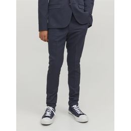 Jack & Jones Anzughose JACK & JONES JUNIOR "JPRSOLAR elastisch, pflegeleicht, komfortabel", Jungen, Gr. 170, N-Gr, blau (schwarz navy), Web, Obermaterial: 78% Polyester, 17% Viskose, 5% Elasthan, unifarben, slim fit kn&ouml;chellang, Hosen Anzughose, unifarben, modisch, slim fit, Web
