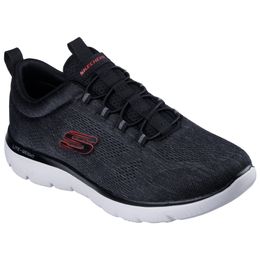 Slip-On Sneaker Skechers "SUMMITS", Herren, Gr. 39, schwarz, rot, Textil, Schuhe, Freizeitschuh, Slipper, Komfortschuh mit elastischer Bungee-Schn&uuml;rung