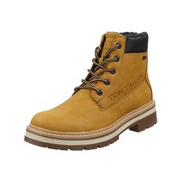 Schnürstiefel Tom Tailor "Tom Tailor Stiefelette Lederimitat/Textil", Herren, Gr. 40, braun (camel), Lederimitat, Textil, Schuhe