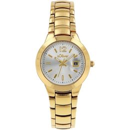 s.Oliver Quarzuhr Armbanduhr, Damenuhr, Datum, analog goldfarben Ansprechende Damenarmbanduhr