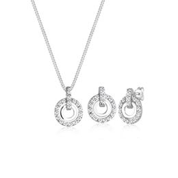 Elli Schmuckset »Kreis Weiß 925 Sterling Silber, mit Kristallen von Swarovski « () Weiß + weiß onesize Schmuckset für Damen mit Swarovski ...