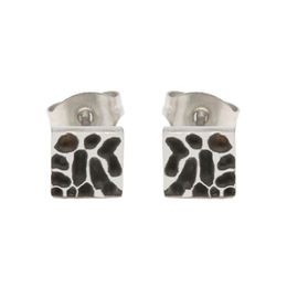Firetti Paar Ohrstecker »Schmuck Geschenk Ohrschmuck Quadrat Leoprint« Made in Germany edelstahlfarben-schwarz Modische Ohrstecker mit spannender...