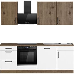 Wiho-K&uuml;chen WIHO K&Uuml;CHEN K&uuml;chenzeile &raquo;Elba&laquo; wahlweise mit Hanseatic E-Ger&auml;ten, Breite 220 cm K&uuml;che: wei&szlig; + Front: Wei&szlig; + Korpus: Halifax Eiche Braun +...