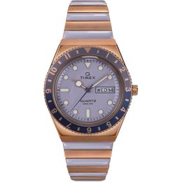 Timex Quarzuhr »DIVER INSPIRED« Armbanduhr, Damenuhr, Datum, Leuchtzeiger, Flexband, Zugband roségoldfarben-lila Bezaubernde Armbanduhr für Damen
