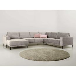 Places of Style Wohnlandschaft »XXL Sofa Oland, Struktur, Flachgewebe, Luxus-Microfaser, Boucle« U-Form, 342 cm, Wellenunterfederung,...