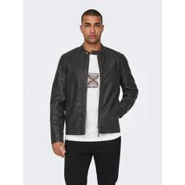 Only & Sons ONLY & SONS Bikerjacke »MIKE PU RACER JACKET« ohne Kapuze Black Detail:WASHED S S Jacke im Biker Look