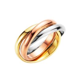Firetti Fingerring »Schmuck Geschenk 3-fach verschlungen, tricolor« edelstahlfarben-roségoldfarben-gelbgoldfarben 18 Fingerring in verspielter...