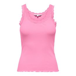Only Tanktop »ONLSARA – Tanktop mit Spitzendetail am Ausschnitt« regular fit, modisch, Jersey, Rippware, Rundhals Begonia Pink L L Tank-Top von Only