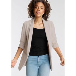 Only Kurzblazer »ONLELLA – Femininer Blazer mit 3/4-Ärmeln und Raffung« regular fit, casual, Web, Kunstfaser, V-Ausschnitt oxford tan 44 44...