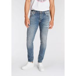 Jack & Jones JACK & JONES Slim-fit-Jeans »JJIGLENN – Jeans mit Gürtelschlaufen und Used-Waschung« Used, modisch, slim fit, Denim/Jeans blue-destroyed-Effekte 36...