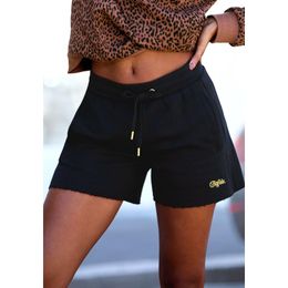 Buffalo Shorts mit aufwendiger Logostickerei schwarz 36/38 - N-Gr N-Gr 36/38 Sweatshorts in Unifarben