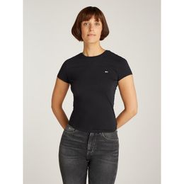 Tommy Jeans Damen Kurzarmshirt &raquo;TJW SLIM C-NECK TEE&laquo; mit Logo-Stickerei schwarz M (38)