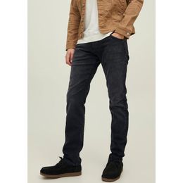 Jack & Jones JACK & JONES Slim-fit-Jeans »JJIGLENN – Jeans mit Gürtelschlaufen und Used-Waschung« Used, modisch, slim fit, Denim/Jeans black denim 33 - Länge 32...