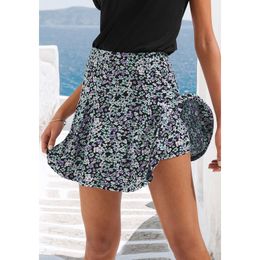 Vivance Hosenrock mit Blümchenprint, Skort, Rock inklusive Hose lila-türkis-creme bedruckt 38 38 Bund mit bequemem Gummizug