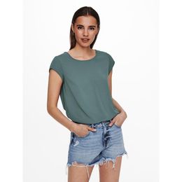 Only Kurzarmbluse »ONLVIC – feminines Blusenshirt in lockerer Form« regular fit, Web, Kunstfaser, Rundhals, unifarben balsam green 42 42...