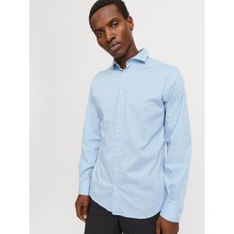 Jack & Jones Jack & Jones Herren Langarmhemd &raquo;JPRBLAJAXON mit Stretchanteil und stylischem Kragen&laquo; unifarben, slim fit, Web, Hemdkragen, atmungsaktiv blau XS, N-Gr