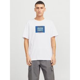 Jack & Jones JACK & JONES Print-Shirt »JJHUDSON – Print-Shirt mit Rundhals und Loose Fit« bedruckt, modisch, loose fit, Jersey White L L Kurzarm-Design, perfekt...