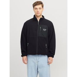 Jack & Jones Jack & Jones Herren Outdoorjacke &raquo;JJTHEO &ndash; Fleecejacke mit Stehkragen und Logoprint&laquo; Print, modisch, regular fit, Web, Stehkragen schwarz M